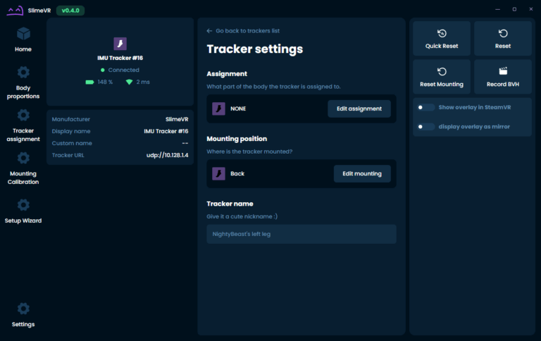 SlimeVR Server 新GUIでのセットアップ | Haruのゴミ箱
